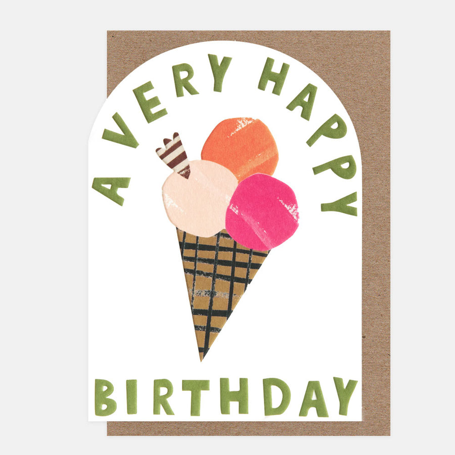 Colourful Ice Cream Cone A Very Happy Birthday Card – Caroline Gardner