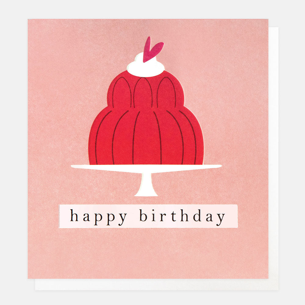 Red Jelly & Heart On A Stand Happy Birthday Card – Caroline Gardner