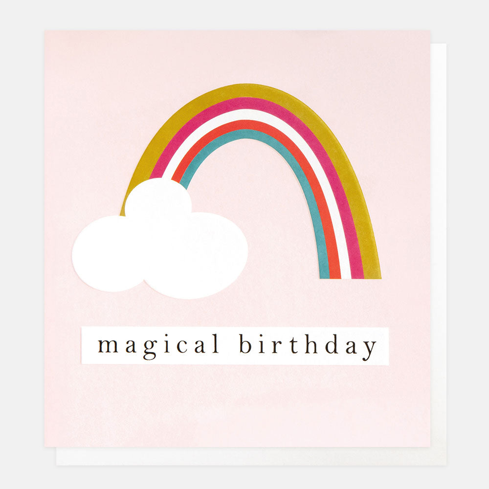 Rainbow & Cloud On Pink Background Magical Birthday Card – Caroline Gardner
