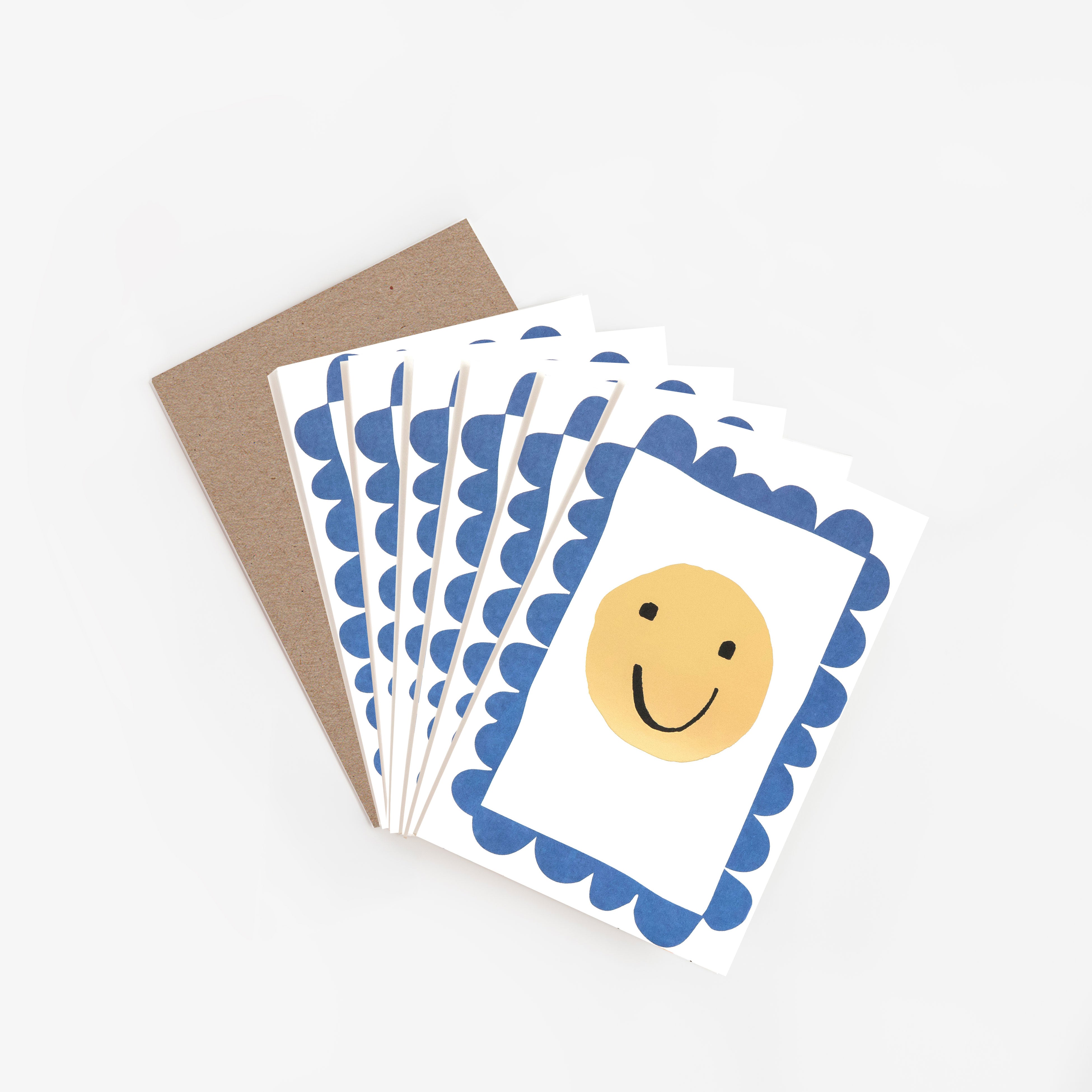 Smiley Face In Scallop Border Cards Pack of 6 – Caroline Gardner