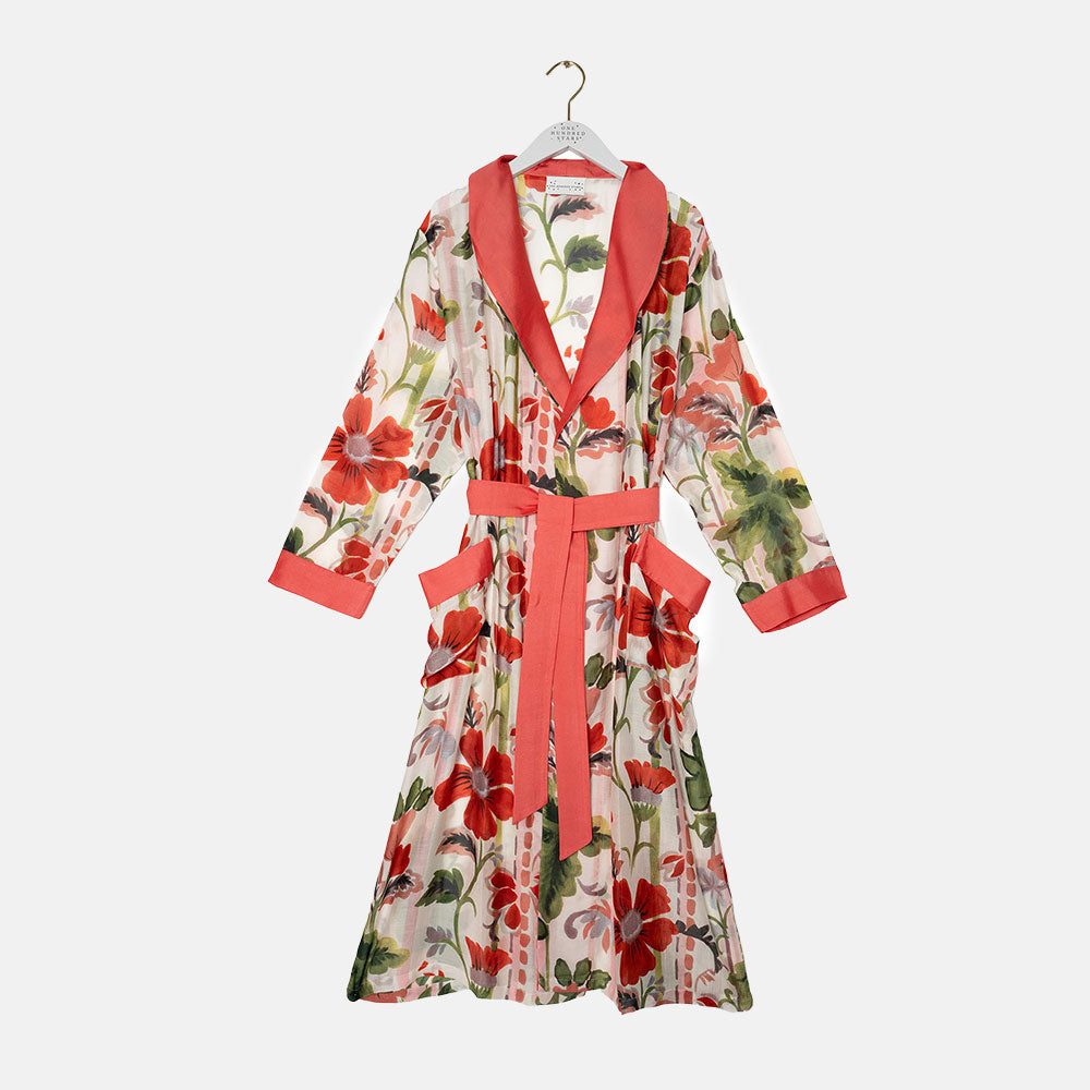 Red Poppies Lightweight Dressing Gown – Caroline Gardner