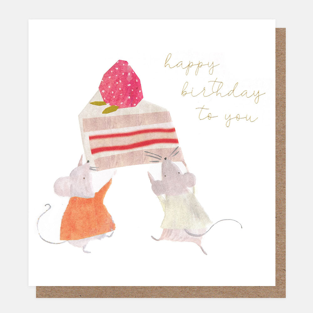 Mice & Cake Slice Happy Birthday To You Card – Caroline Gardner