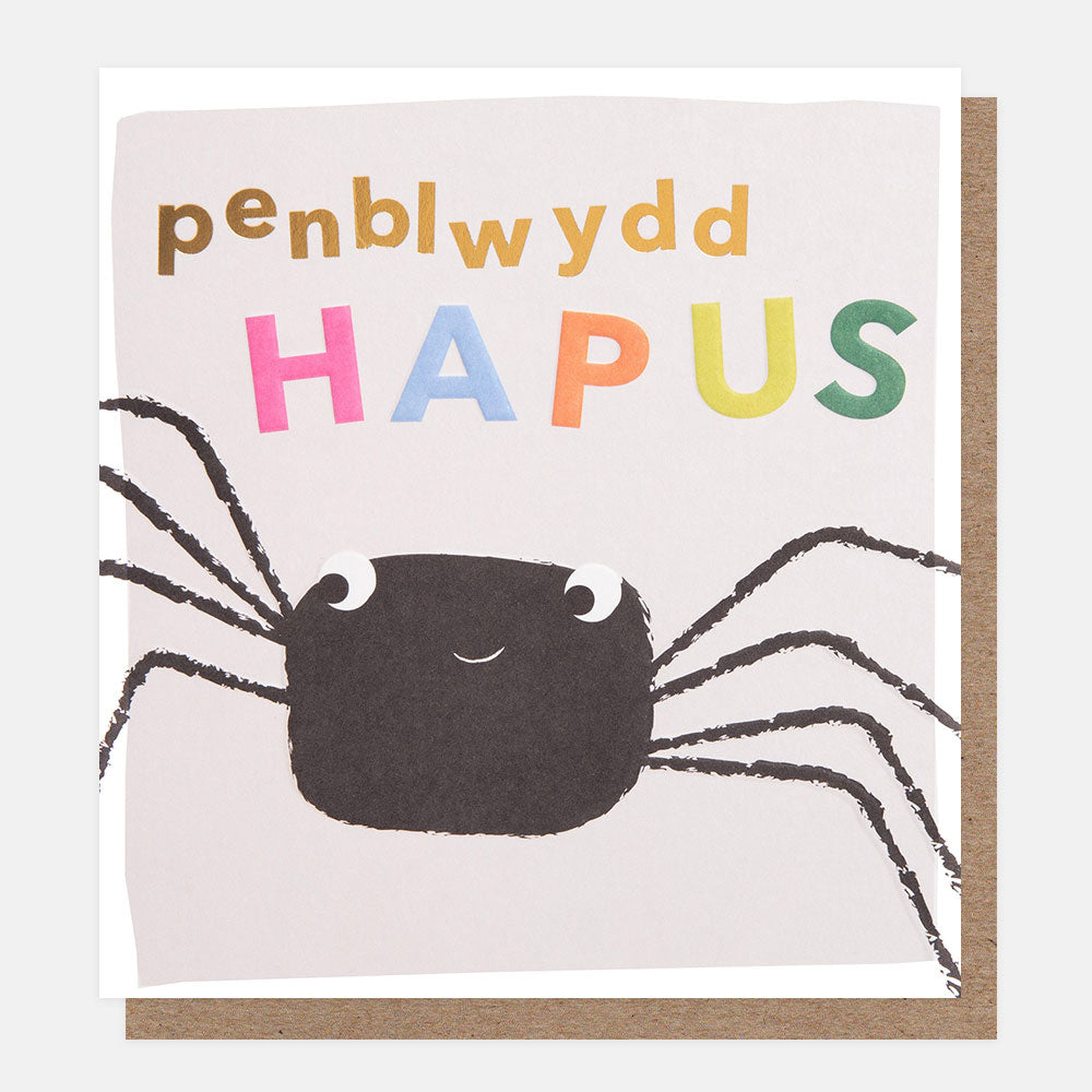 Spider Penblwydd Hapus Welsh Language Birthday Card – Caroline Gardner